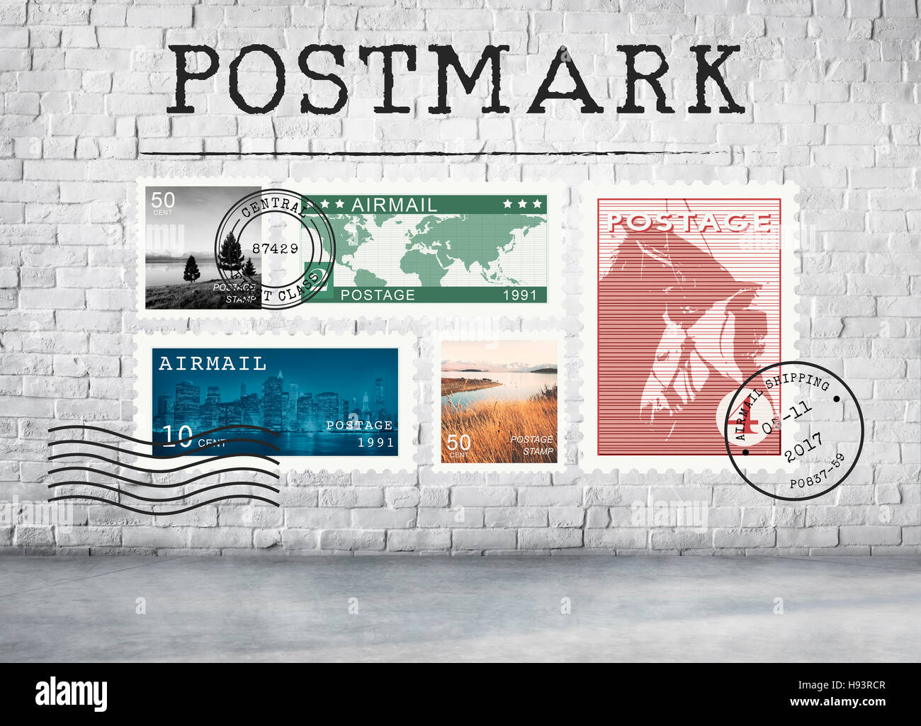 Airmail Mail Postcard Letter Stamp Concept Stock Photo - Alamy