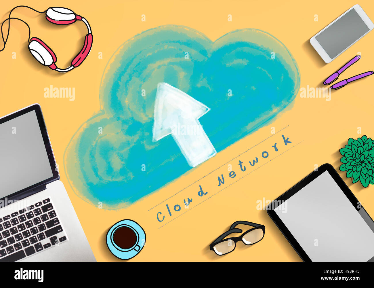 Cloud Network Connecting Technology Internet Online Concept Stock Photo ...