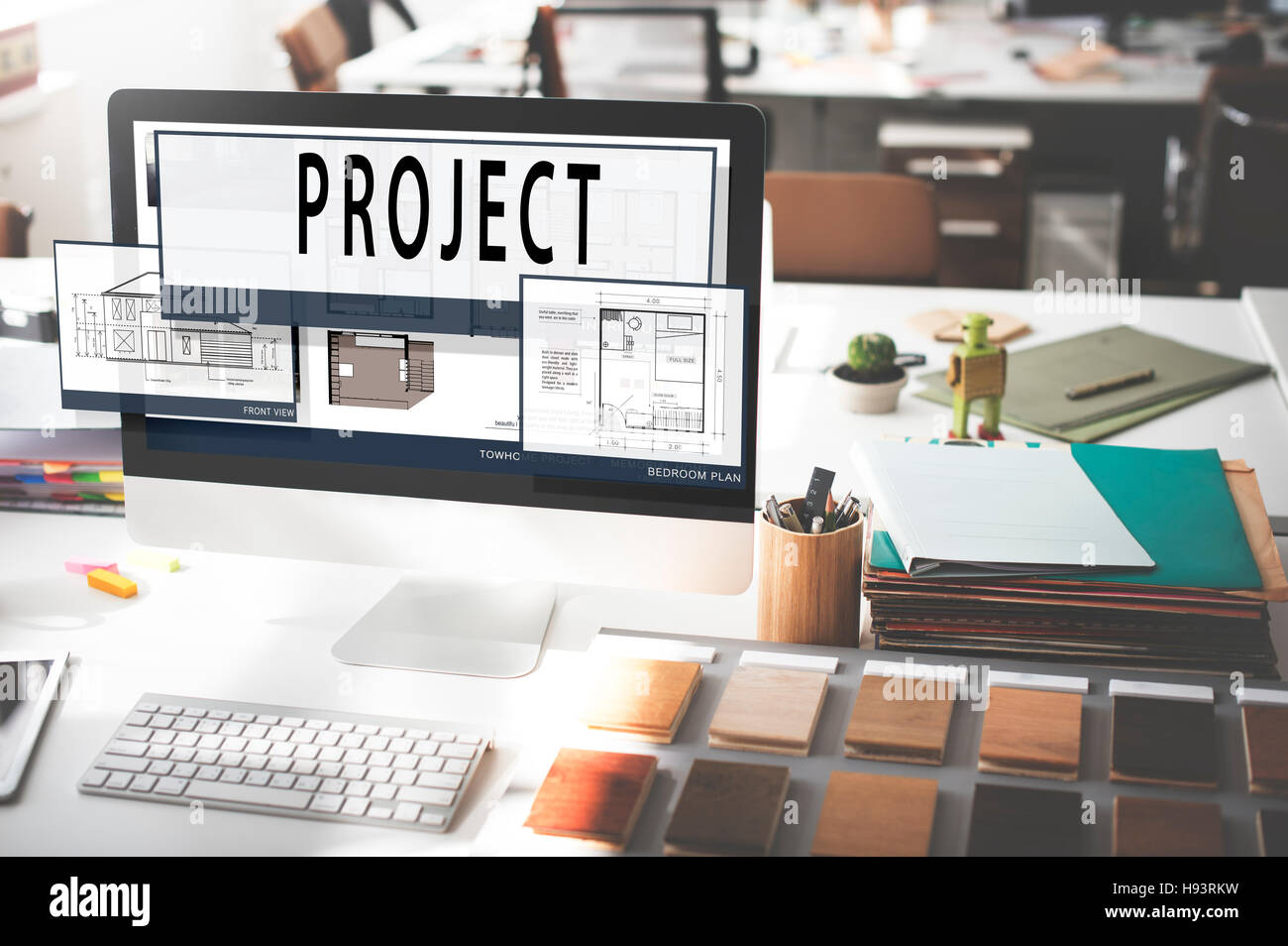 Plan Project Architecture Blueprint Drawing Concept Stock Photo - Alamy
