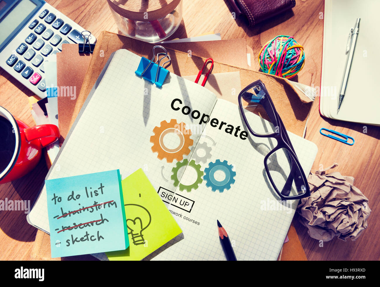 Cooperate Collaboration Team Cog Technology Concept Stock Photo - Alamy