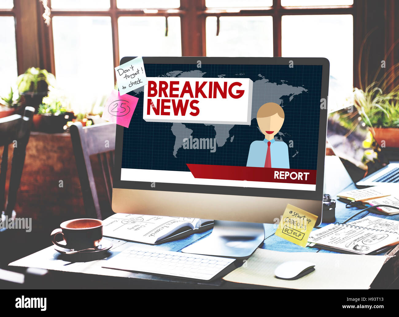 Breaking News Article Broadcast Headline Journal Concept Stock Photo ...