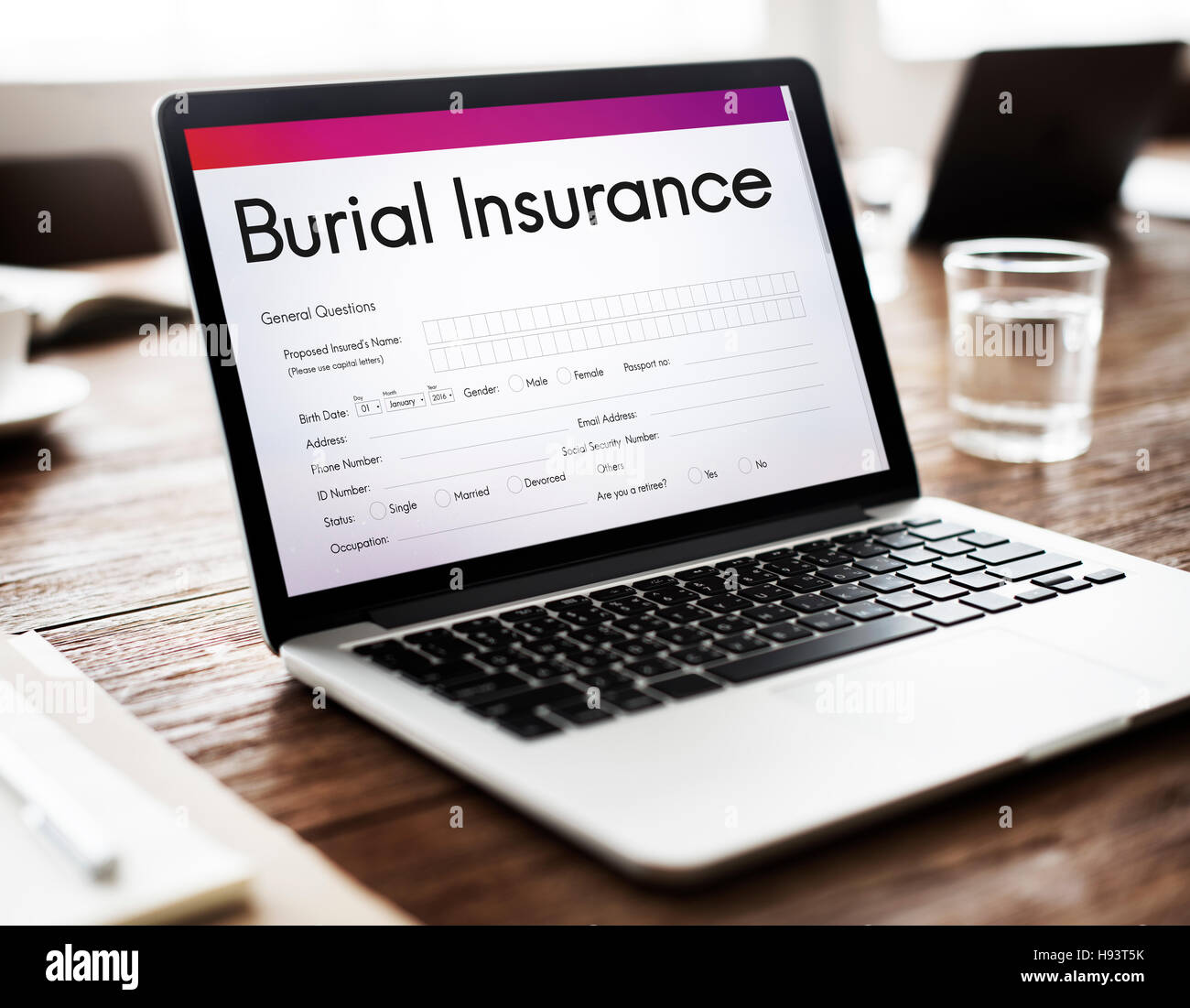 Burial Insurance Form Policy Concept Stock Photo - Alamy