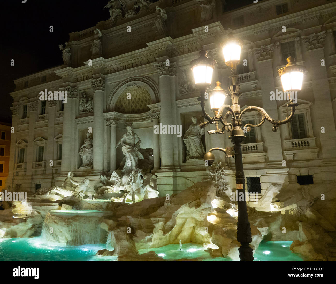 A beautiful place in Rome - the romantic Fountain of Trevi illuminated ...