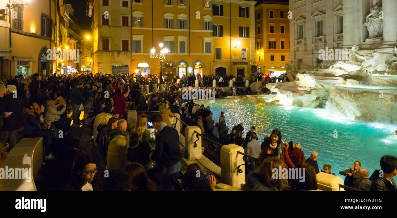 A busy place in the city of Rome - The fountains of Trevi - Fontana di ...