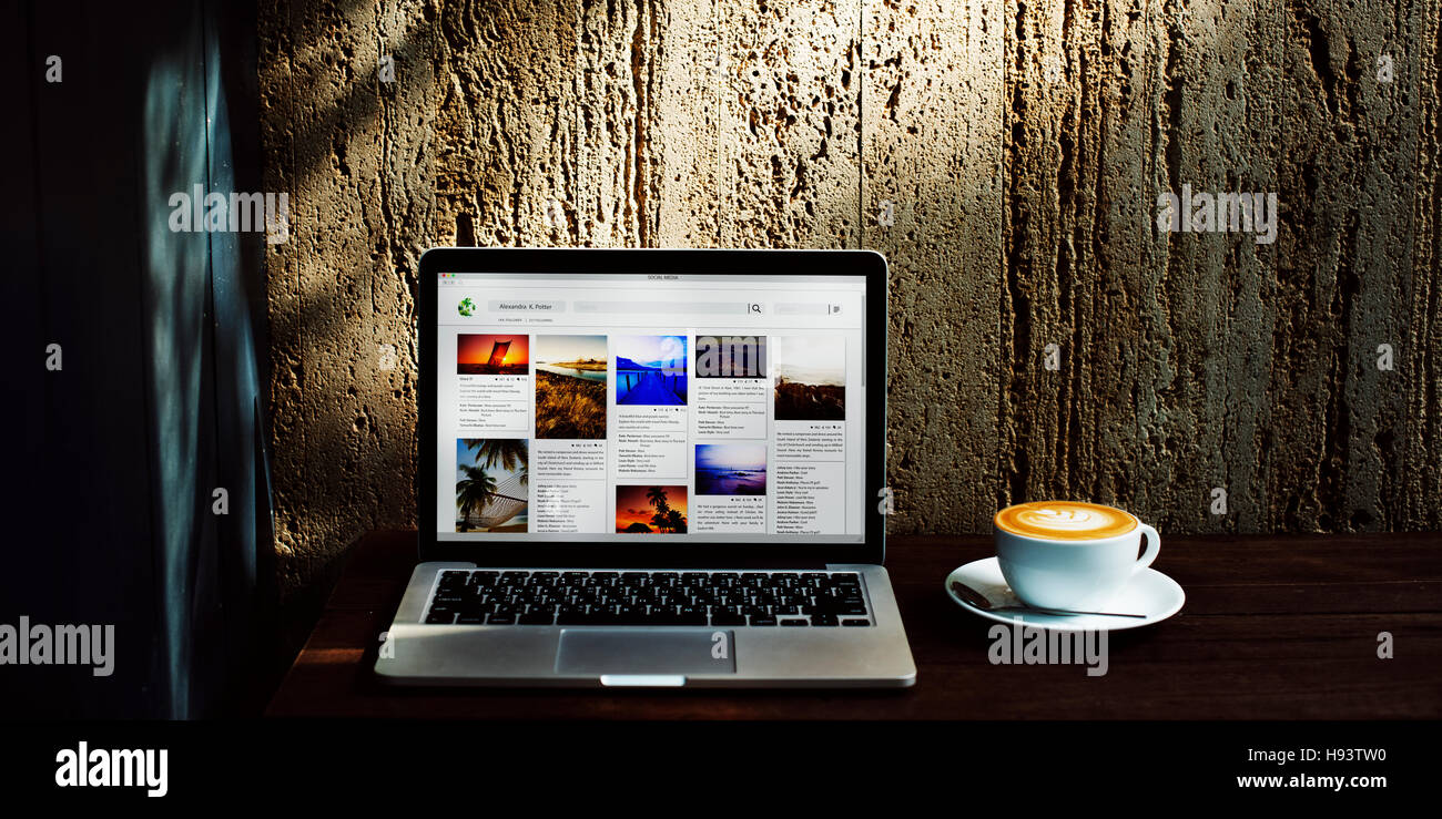 Technology Coffee Internet Beverage Cafe Data Concept Stock Photo - Alamy