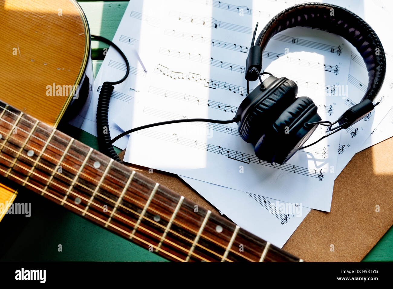 Guitar Music Note Paper Song Concept Stock Photo - Alamy