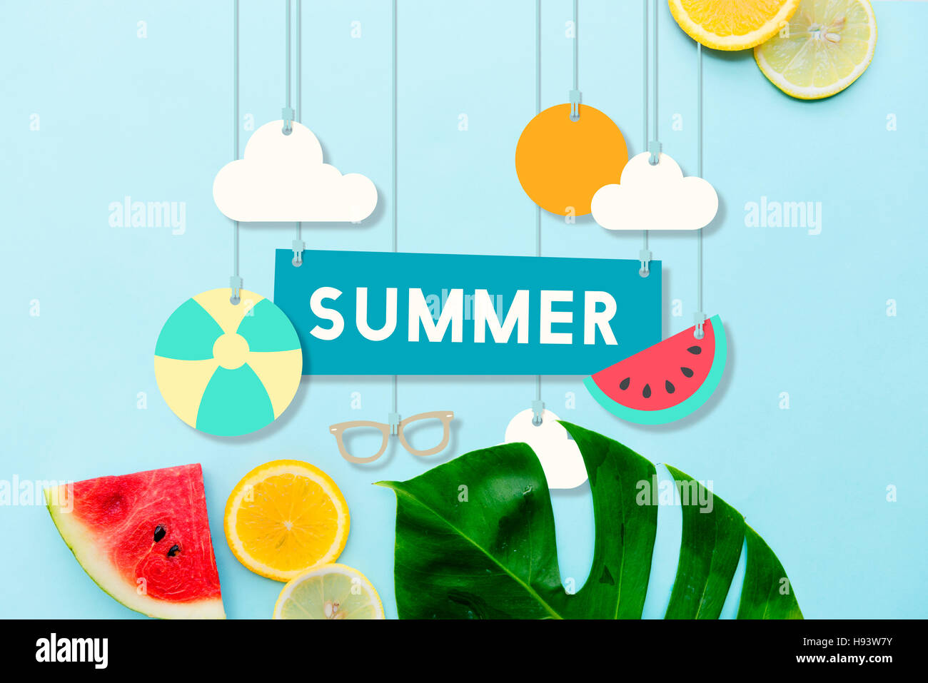 Summer Break Fun Party Banner Concept Stock Photo - Alamy