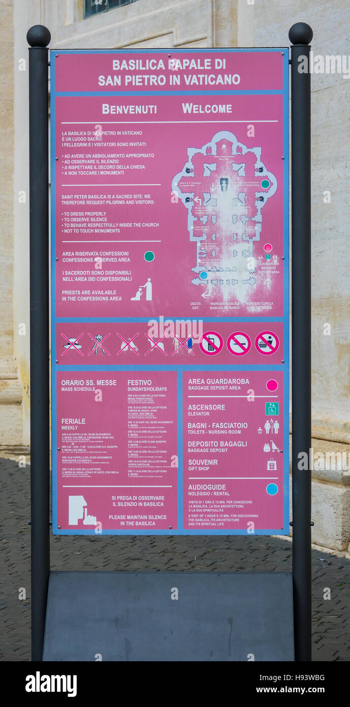 Direction map of St Peters Basilica in the Vatican - Rome Stock Photo ...