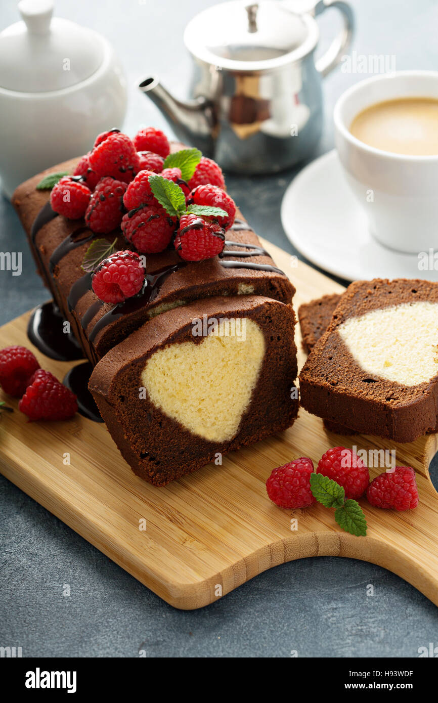 Surprise cake with a heart inside Stock Photo - Alamy