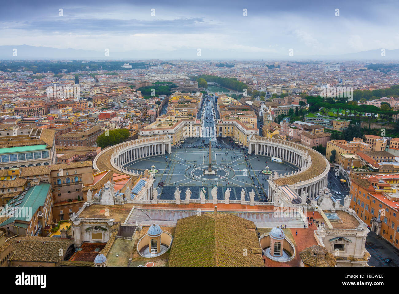 Amazing aerial view over the Vatican and the city of Rome from St ...