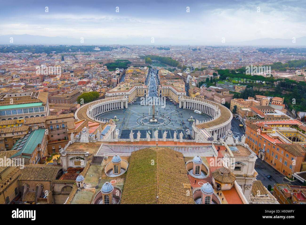 Amazing aerial view over the Vatican and the city of Rome from St ...