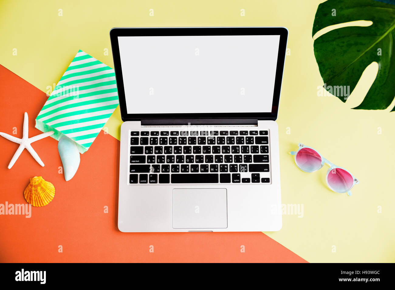 Colorful Style Summer Beach Laptop Concept Stock Photo - Alamy