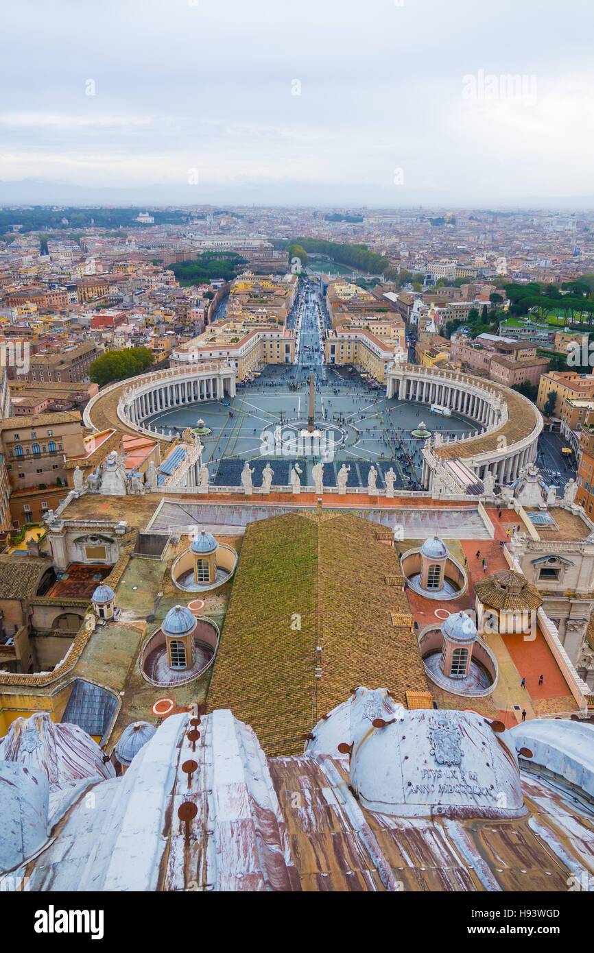 Amazing aerial view over the Vatican and the city of Rome from St ...