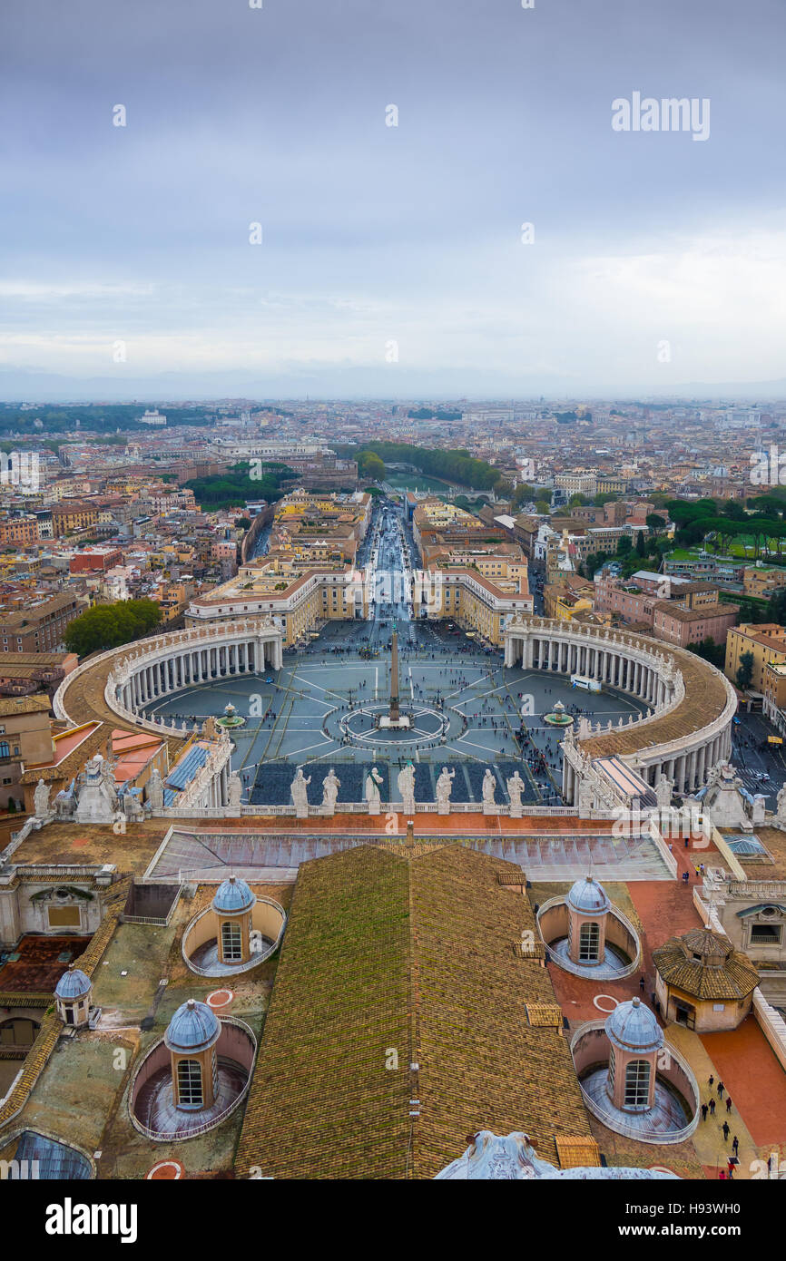Amazing aerial view over the Vatican and the city of Rome from St ...