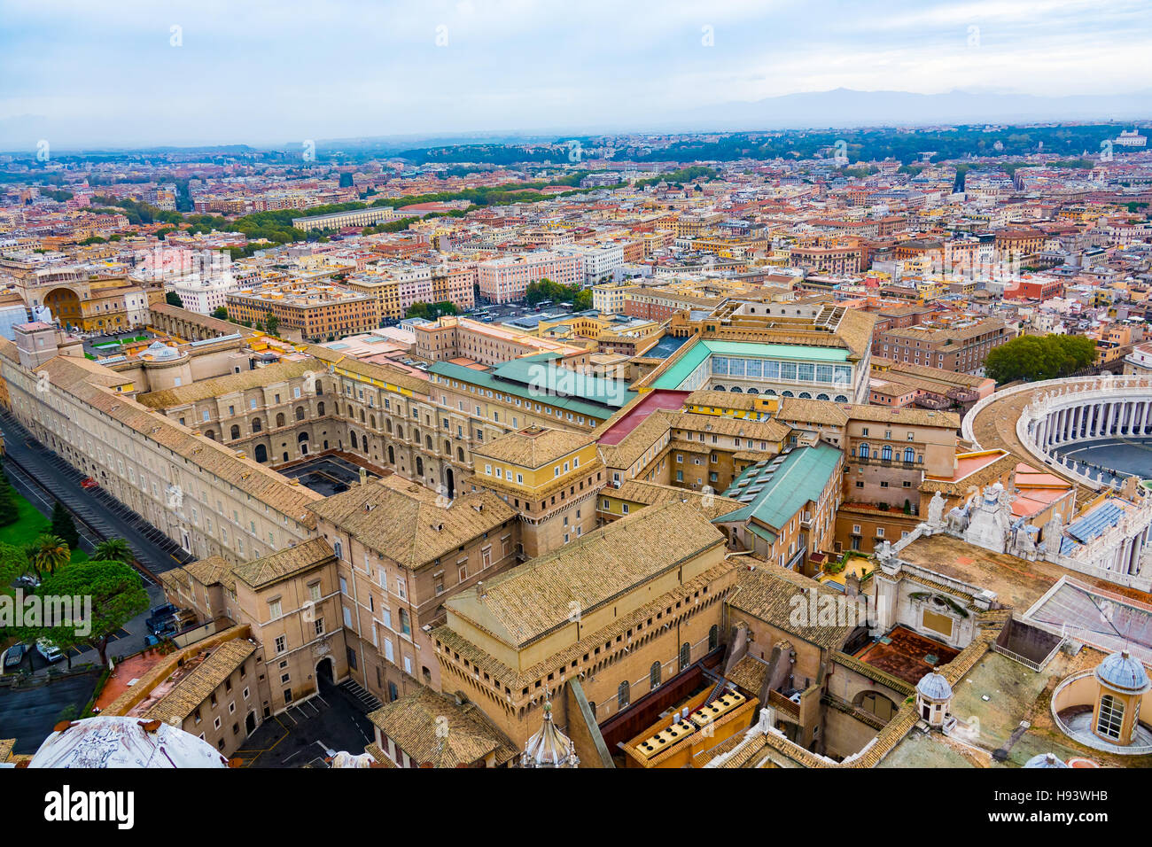The Vatican museums - aerial view from St. Peter s Basilica in Rome ...