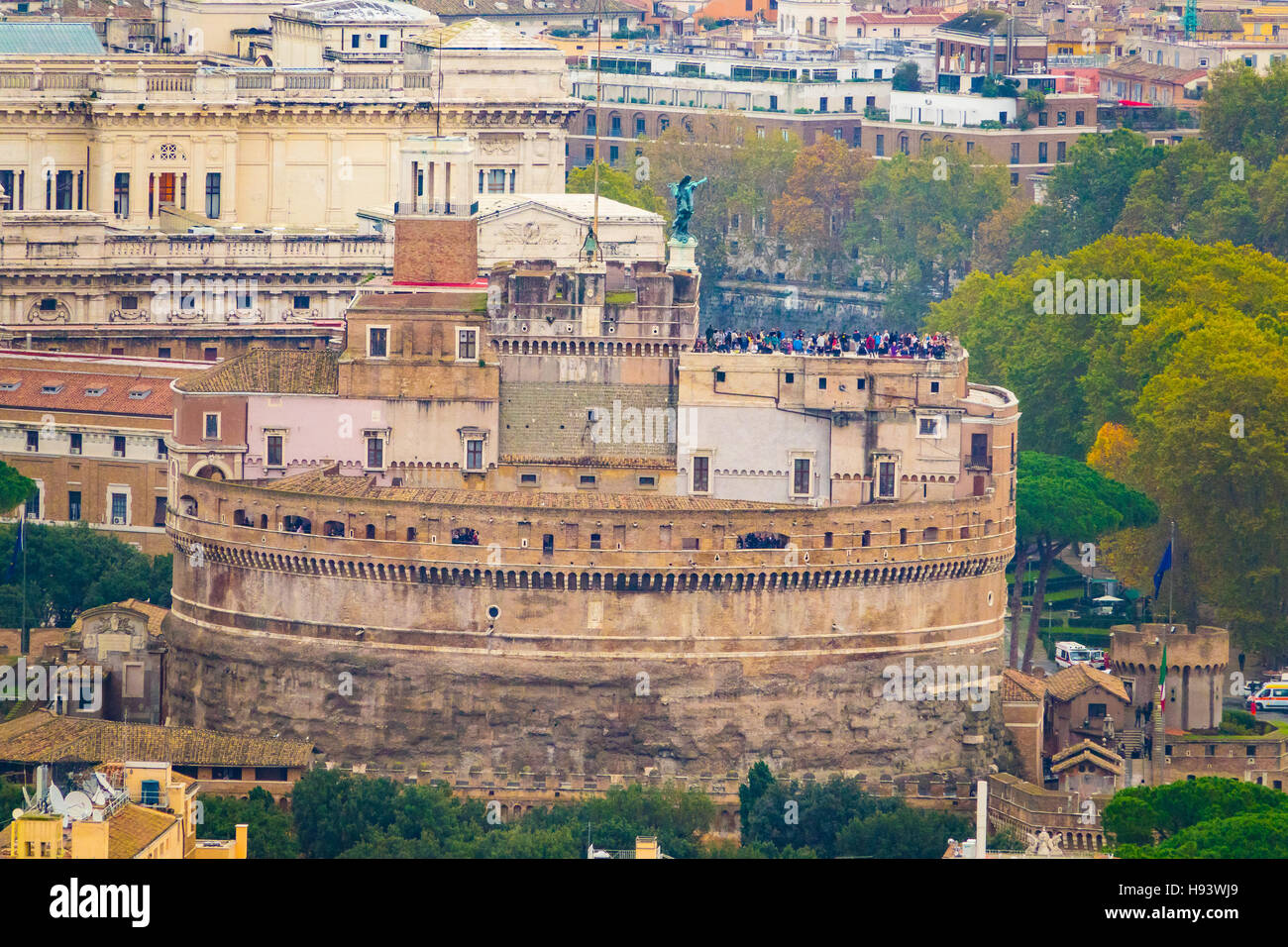 The Angels Castle called Castel Sant Angelo in Rome - great aerial view ...