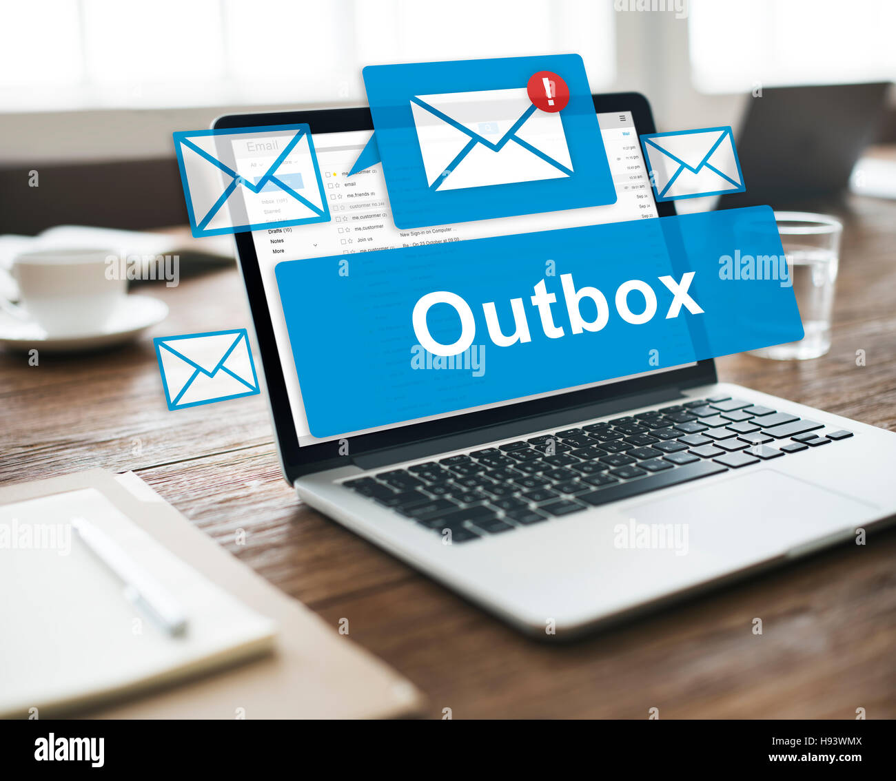 Outbox Business Communication Envelope Mail Concept Stock Photo - Alamy
