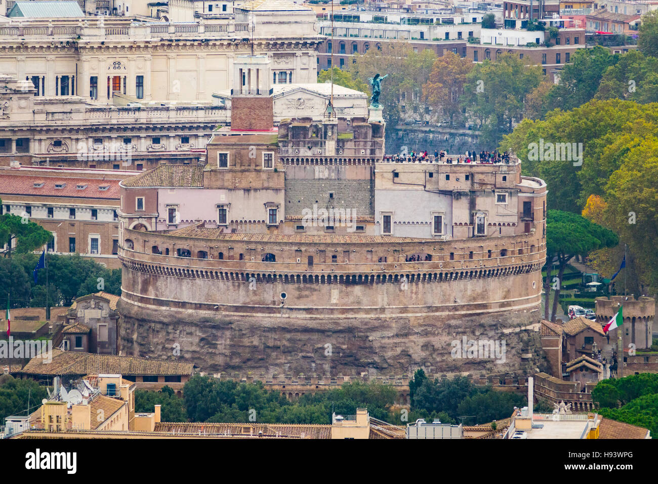 Aerial view from St Peters in Rome over Angels Castle - Famous Castel ...