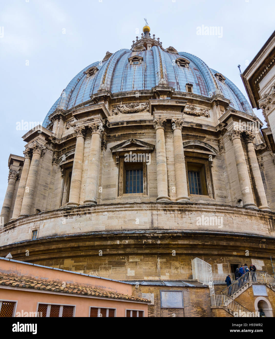 The dome of St Peters Basilica in Rome - view from the roof of the ...