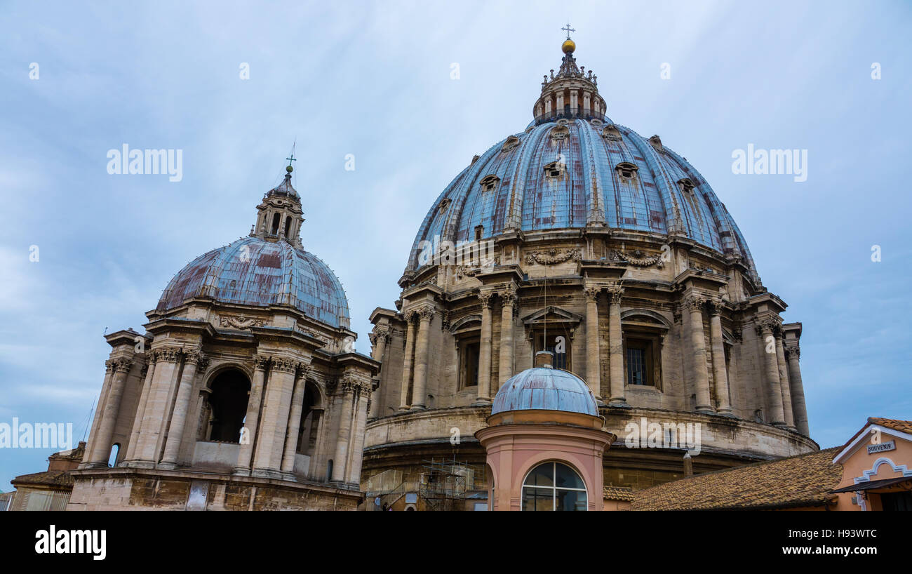 The dome of St Peters Basilica in Rome - view from the roof of the church Stock Photo - Alamy