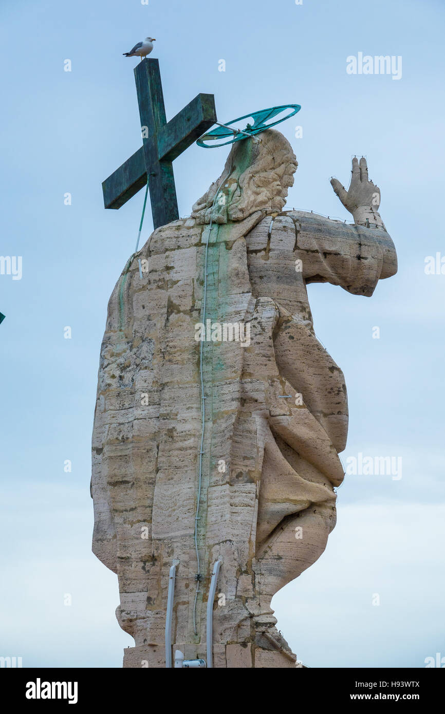 Statues of holy men on St Peters Basilica in Rome - The Vatican Stock ...