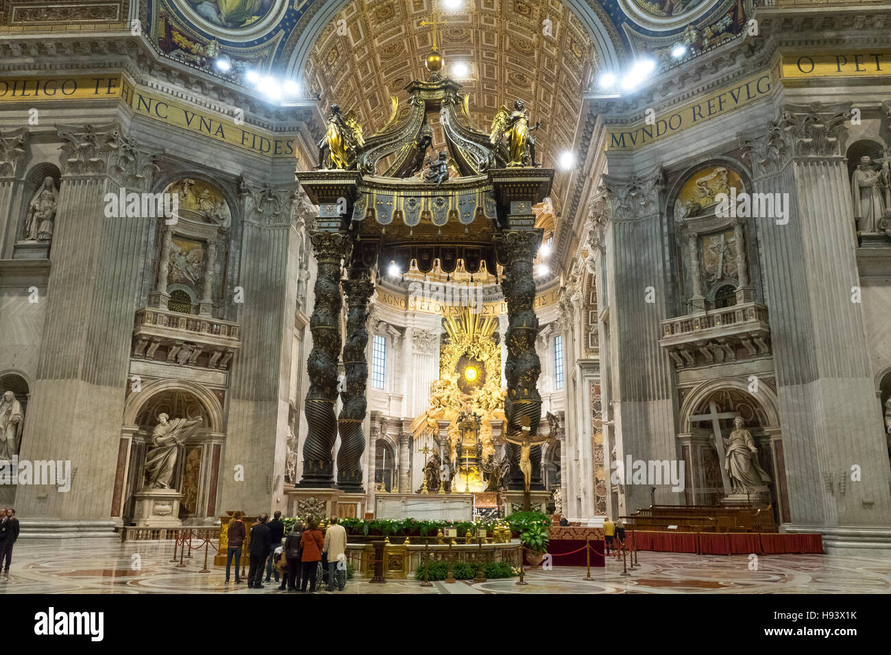 Altar of the unique Saint Peters Basilica at Vatican City in Rome Stock ...