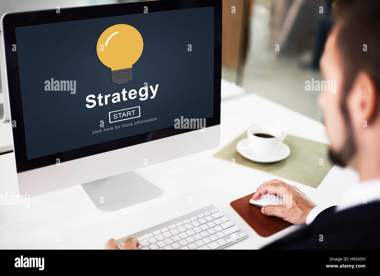 Strategy Light Bulb Icon Homepage Concept Stock Photo - Alamy