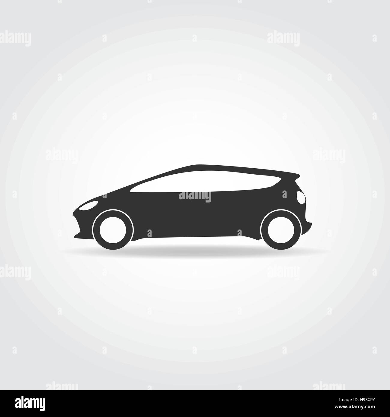 Simplistic black car icon. Hatchback with sport body and headlights ...