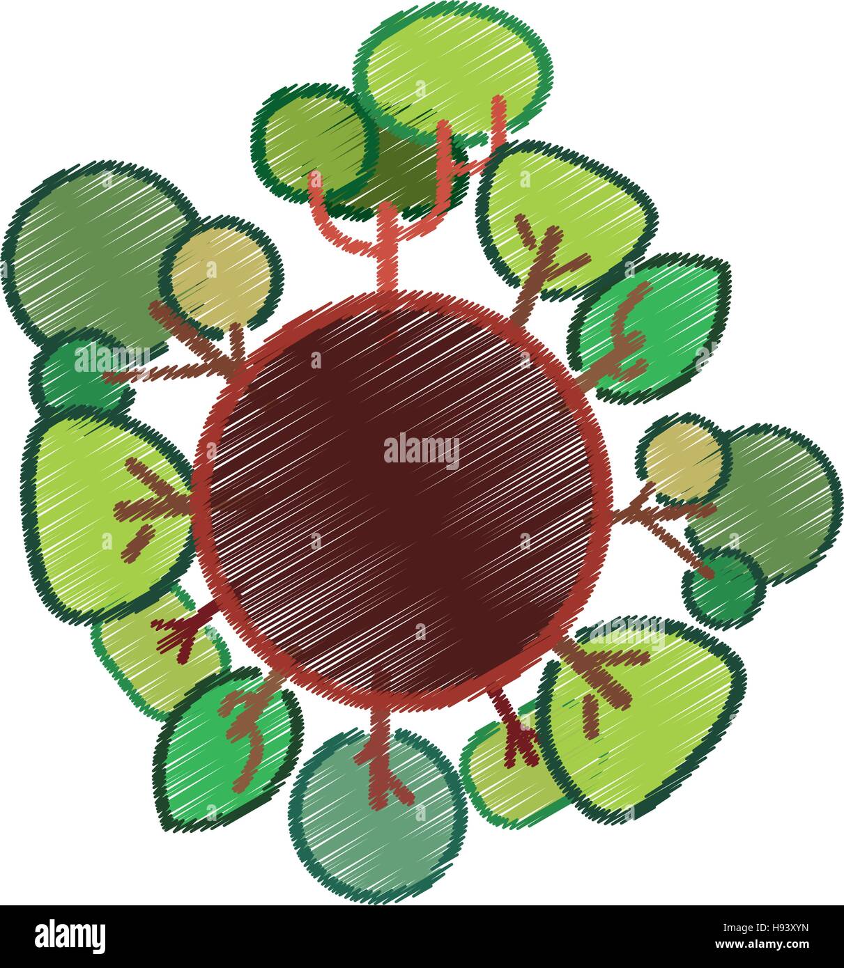 tree plant forest hand drawing isolated icon Stock Vector Image & Art ...