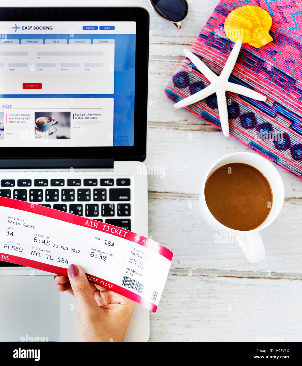 Flight Ticket Booking Travel Journey Concept Stock Photo - Alamy