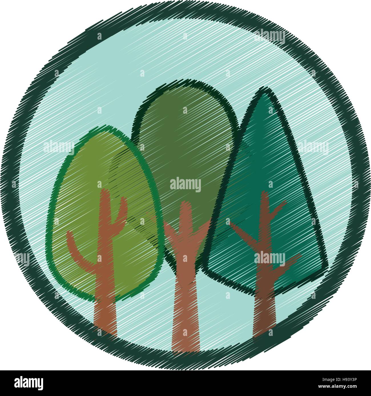 tree plant forest hand drawing isolated icon Stock Vector Image & Art ...