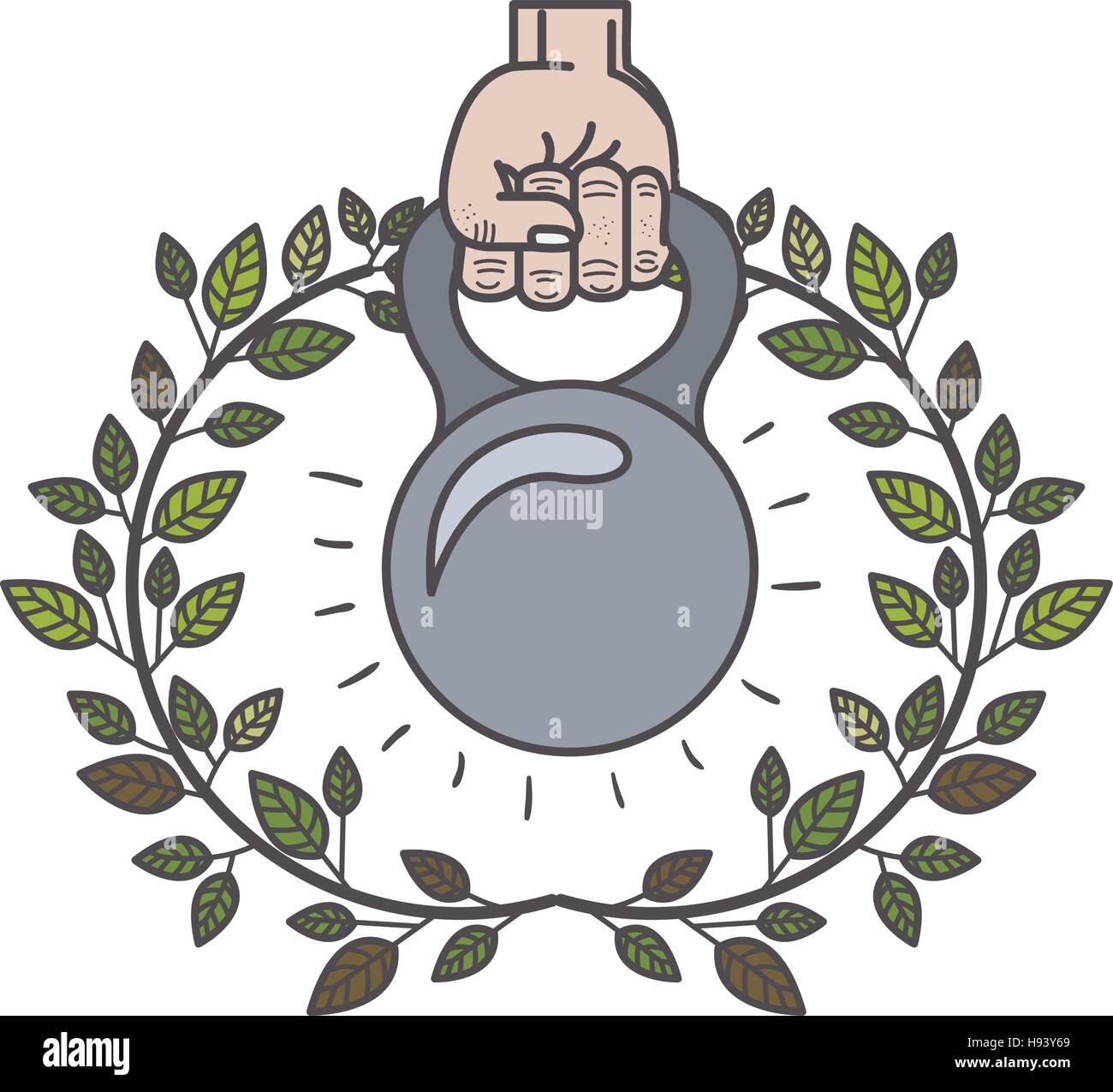 weight inside wreath icon. Healthy lifestyle fitness and sport theme ...