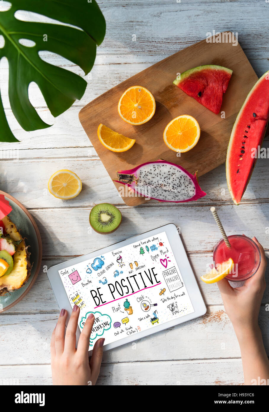 Positivity Message Cartoon Illustrations Concept Stock Photo - Alamy