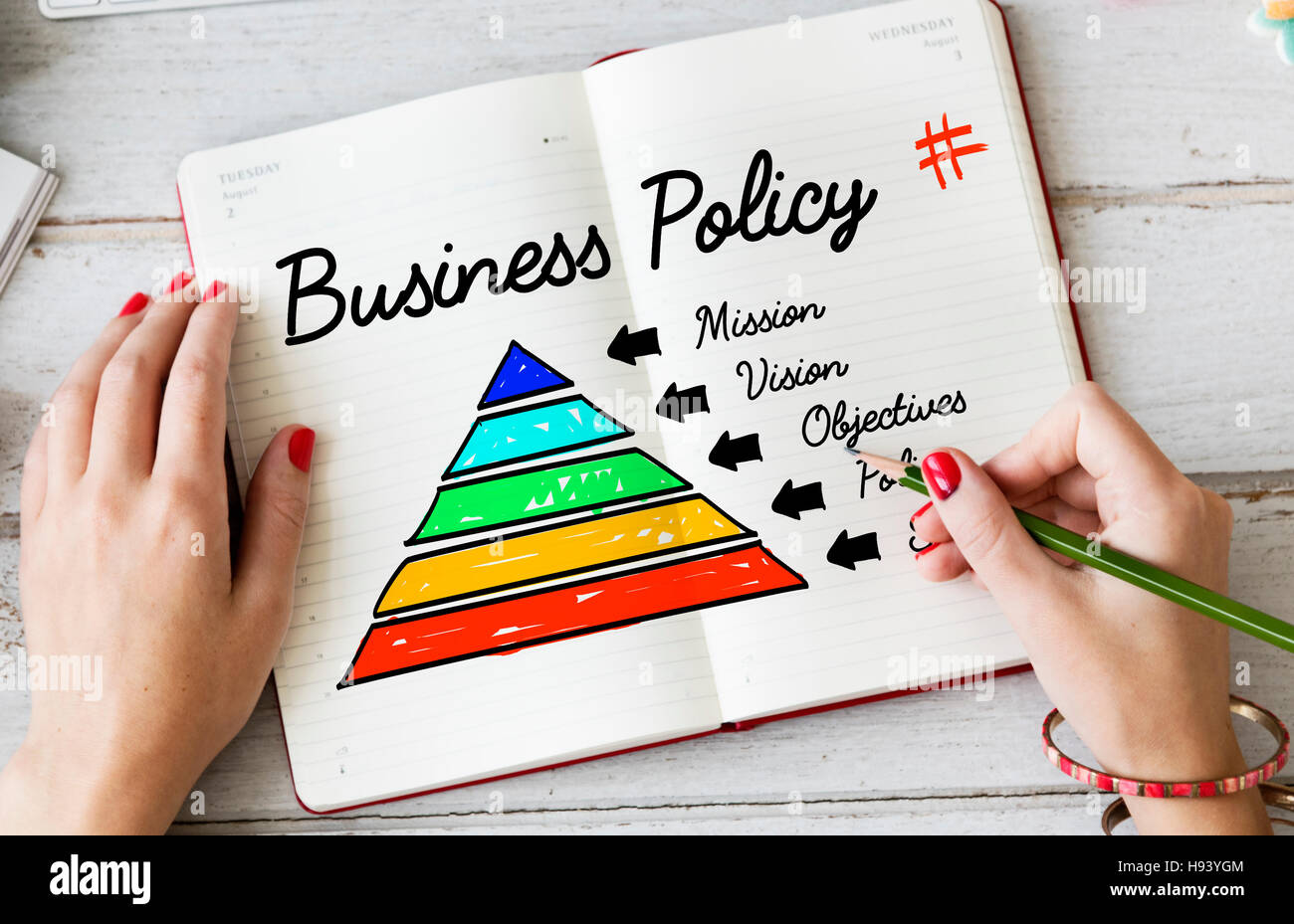 Business Policy Action Pyramid Concept Stock Photo - Alamy