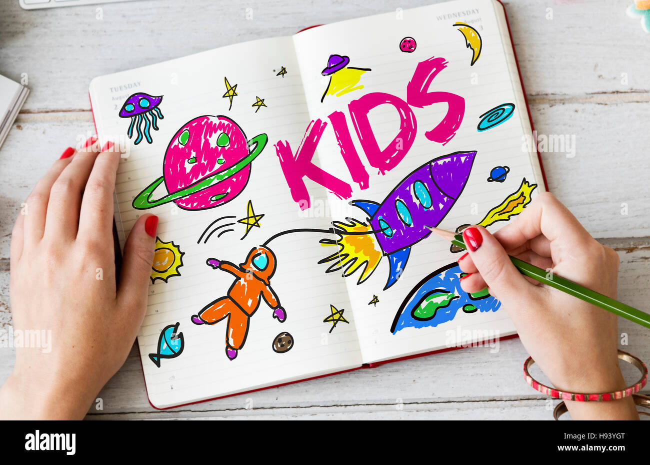 Kids Space Rocket Planet Graphic Concept Stock Photo - Alamy