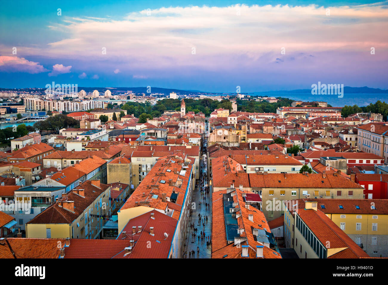 Zadar rooftops in old town aerial view, Dalmatia, Croatia Stock Photo ...