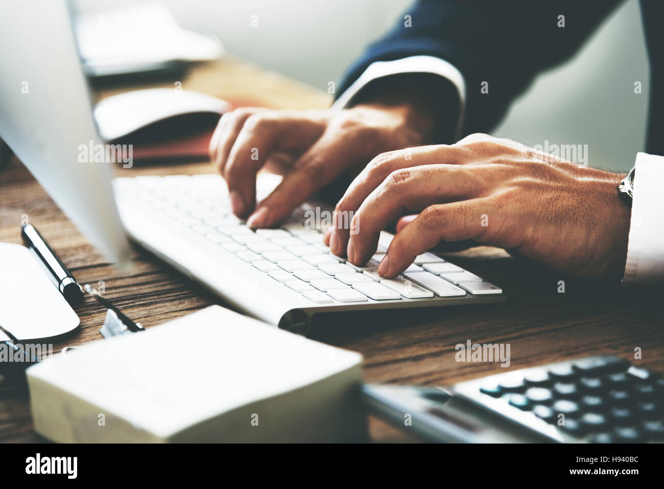 Business Man Using Keyboard Working Appoitment Concept Stock Photo - Alamy