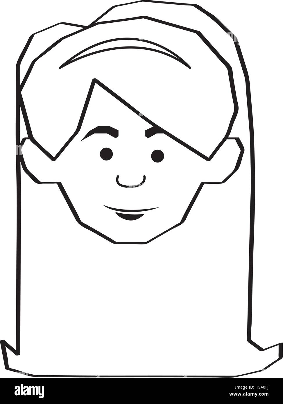 woman black line cartoon icon image vector illustration design Stock ...