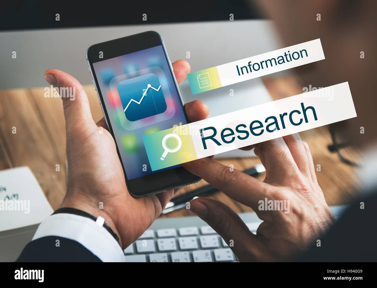 Research Information Graph Search Concept Stock Photo - Alamy
