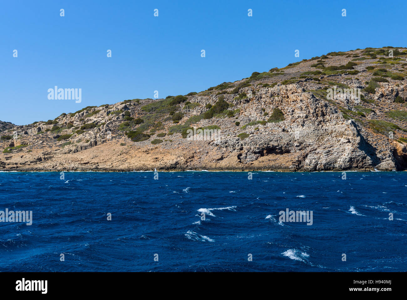 Mediterranean Sea. Crete. Greece. The cliffs of the peninsula of ...