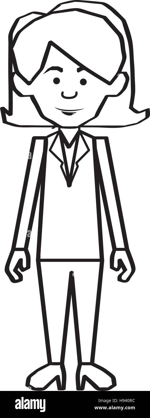 woman black line cartoon icon image vector illustration design Stock ...