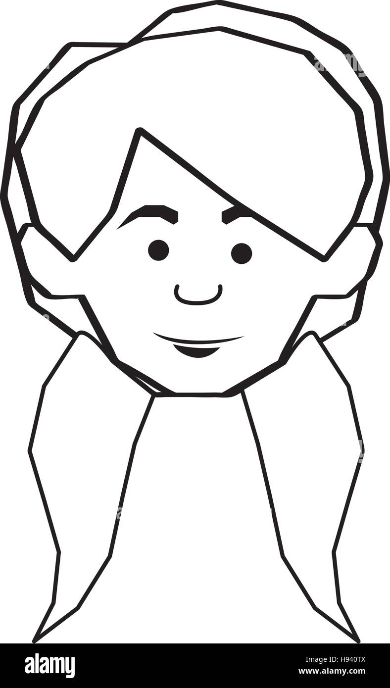 woman black line cartoon icon image vector illustration design Stock ...