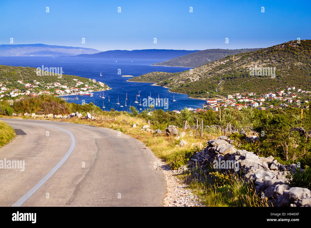 Vinisce village bay and waterfront view, Dalmatia, Croatia Stock Photo ...