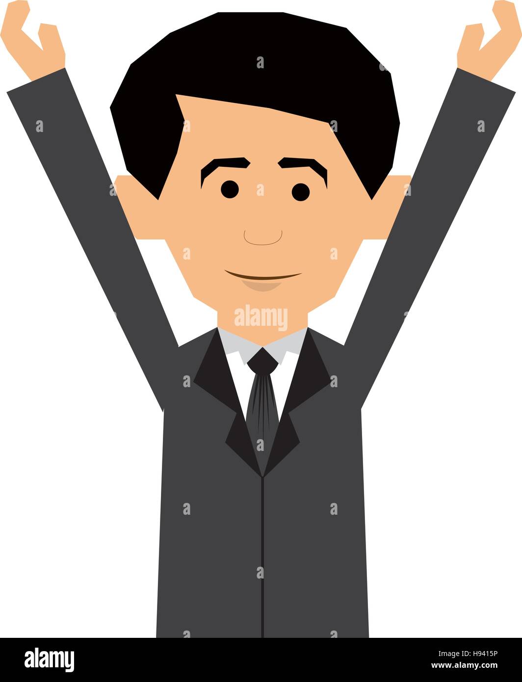 man wearing suit with arms raised cartoon icon image vector ...