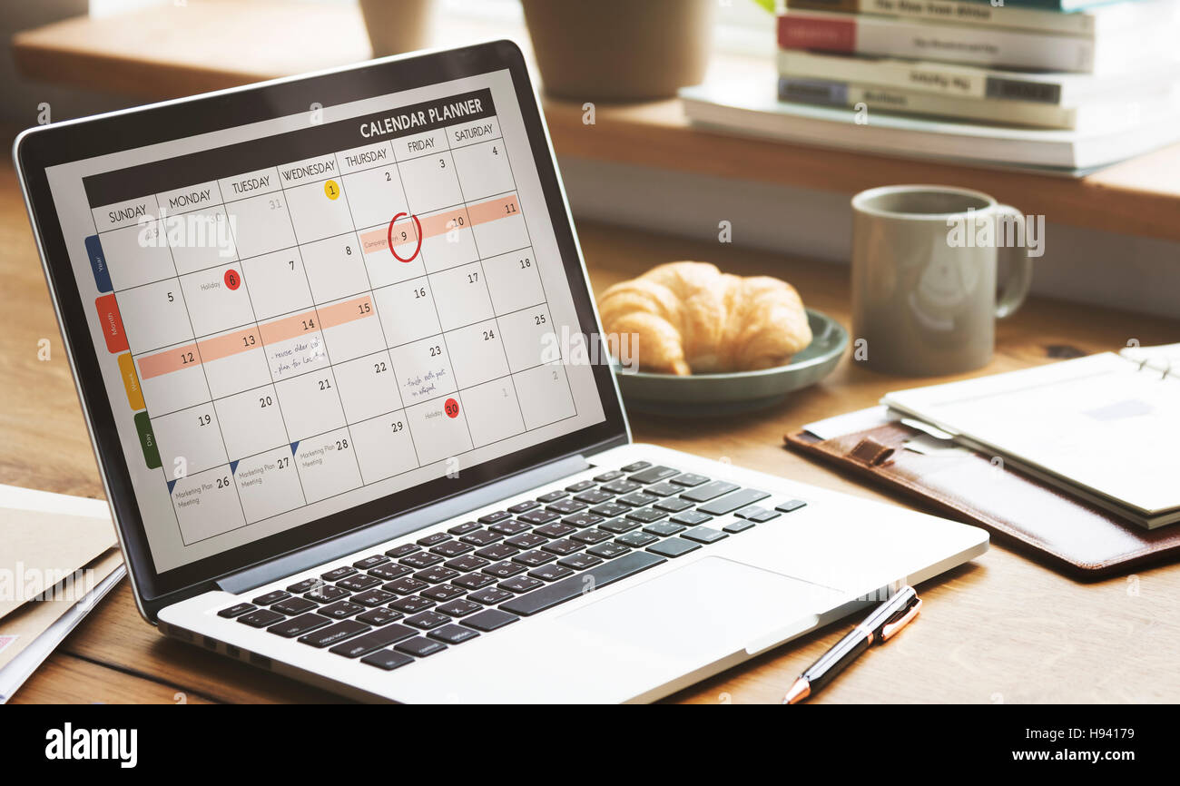 Notebook Calendar Laptop Appointment Schedule COncept Stock Photo - Alamy