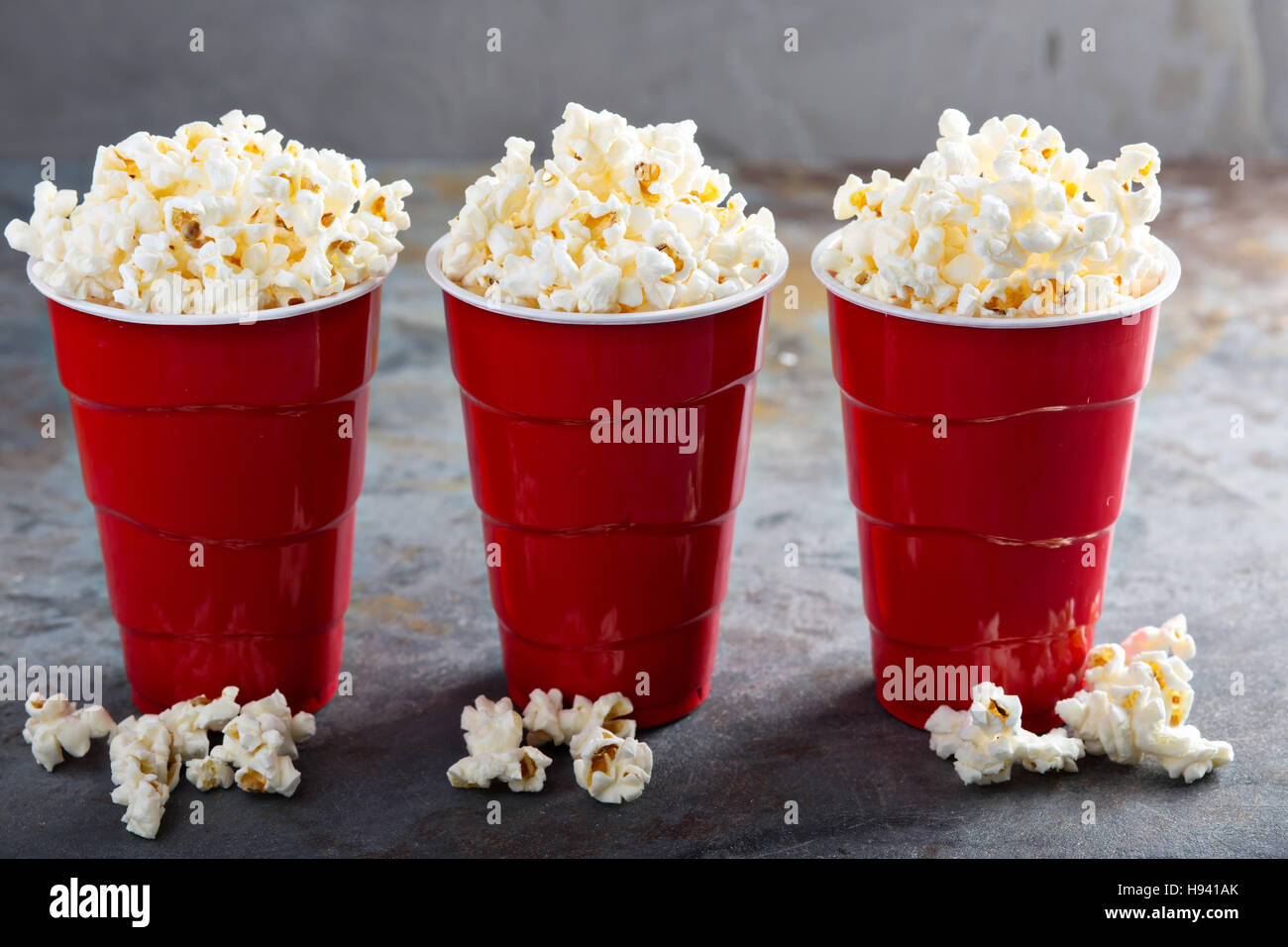 Popcorn in red cups Stock Photo - Alamy