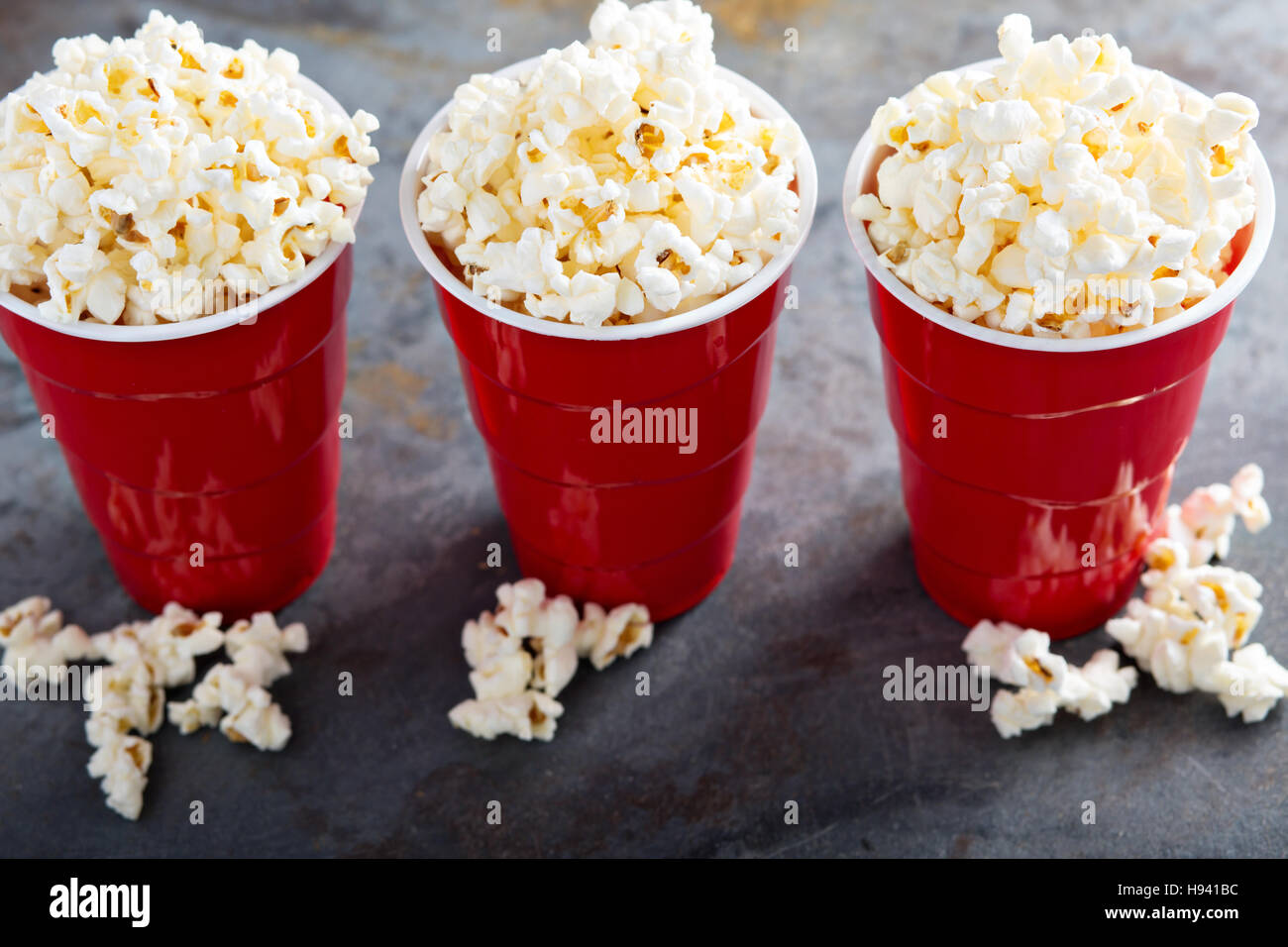Popcorn in red cups Stock Photo - Alamy