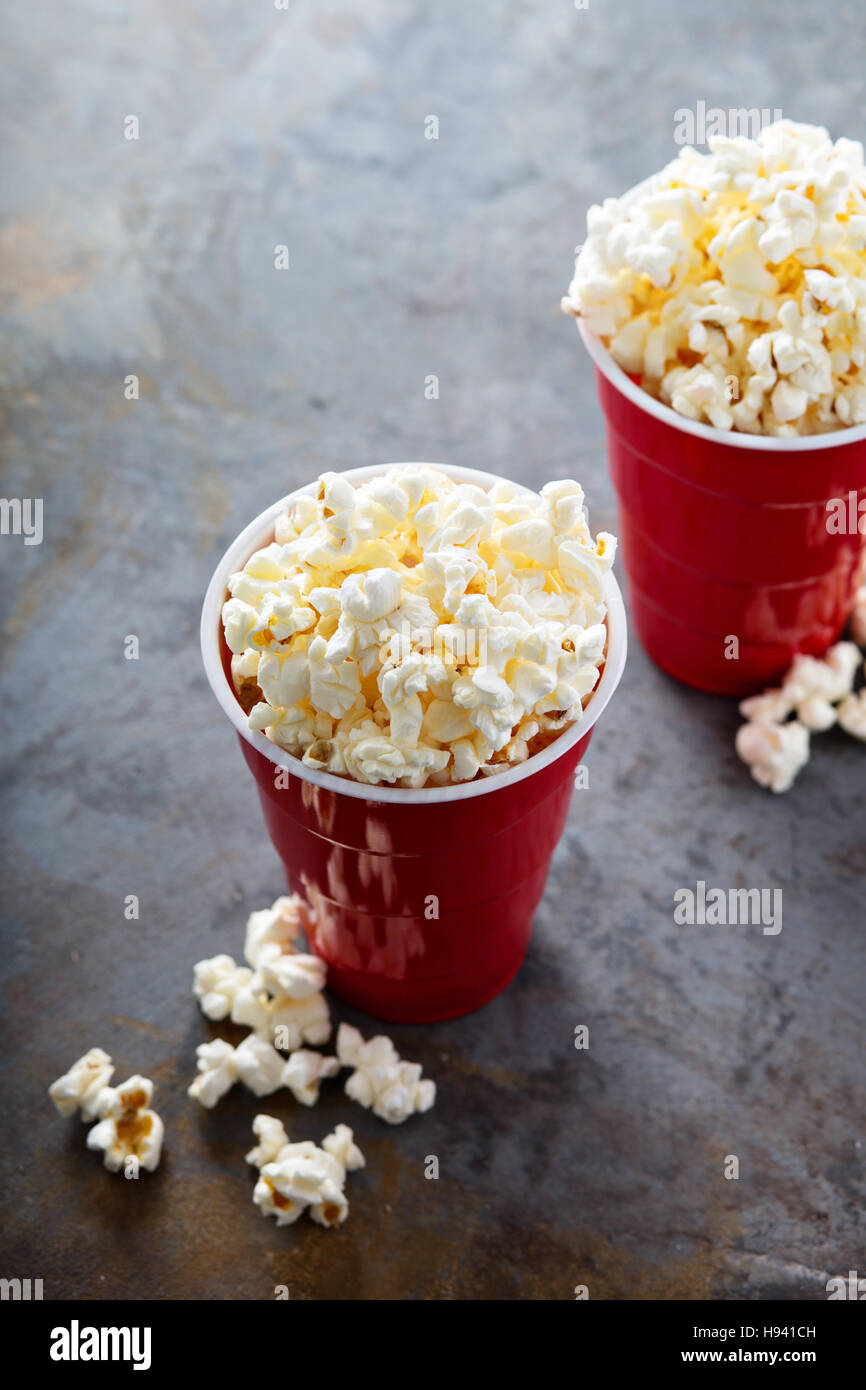 Popcorn in red cups Stock Photo - Alamy