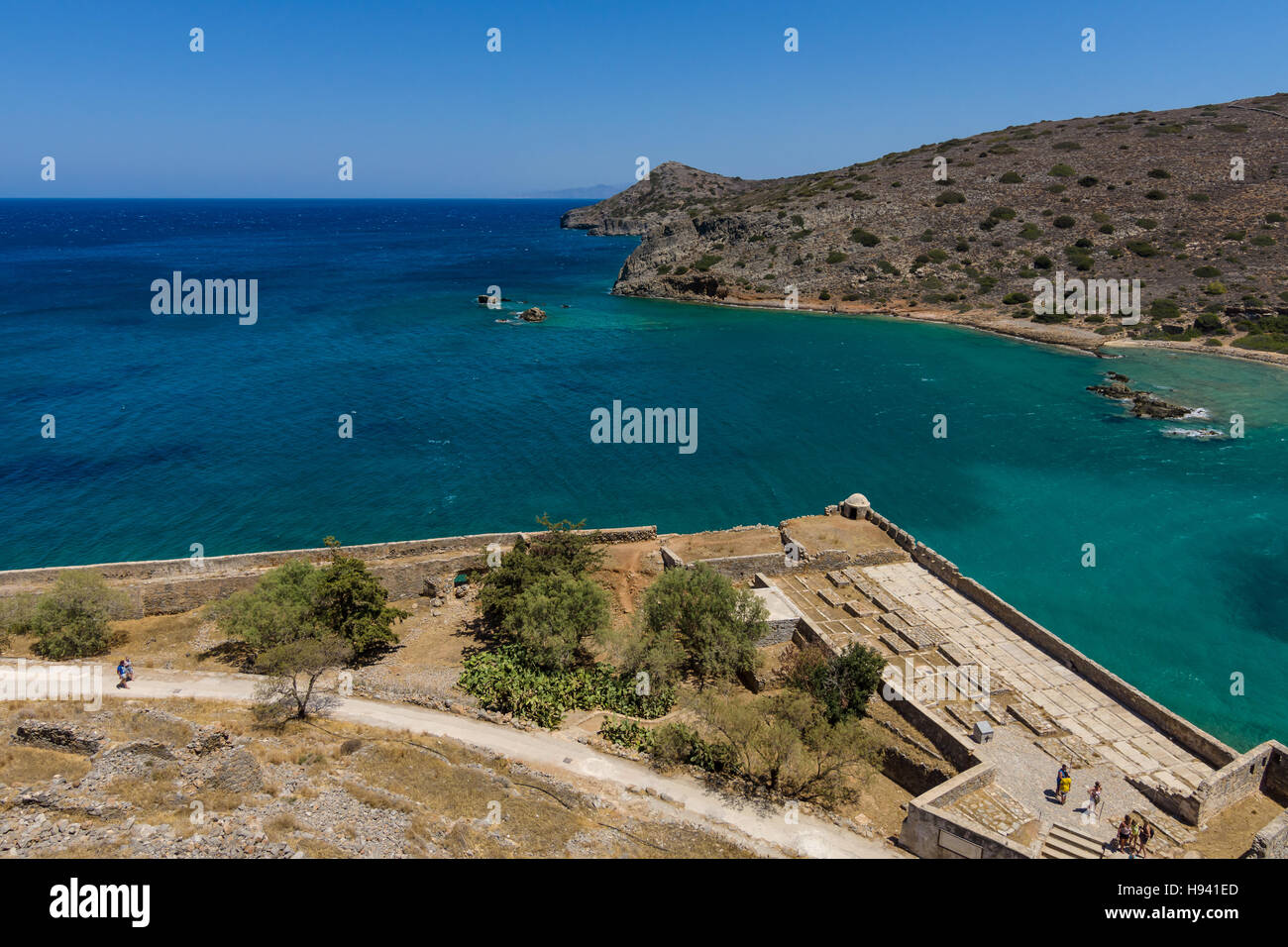View of the Gulf of Elounda from a fortress on Spinalonga island Stock ...