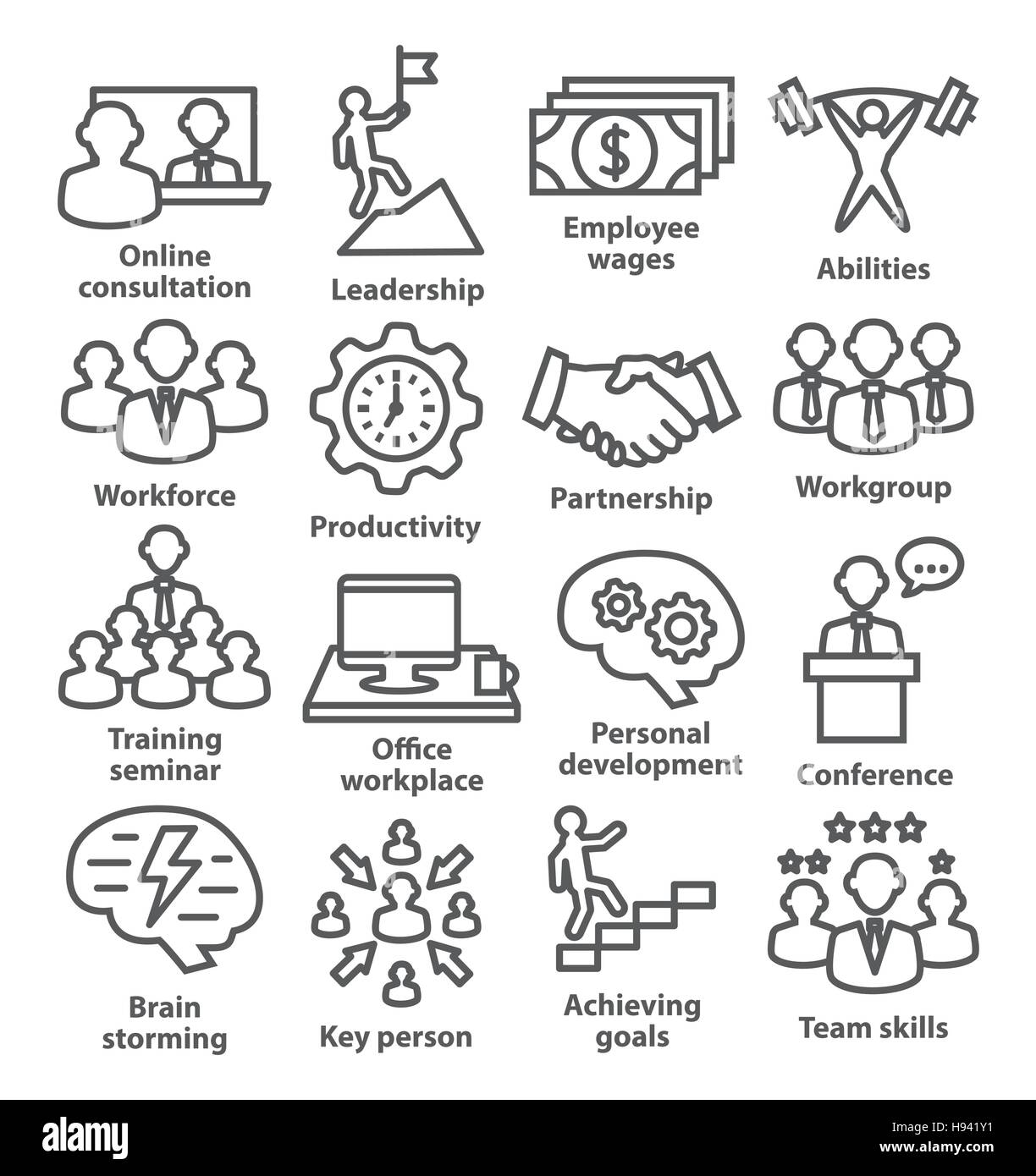 Business management icons in line hi-res stock photography and images ...